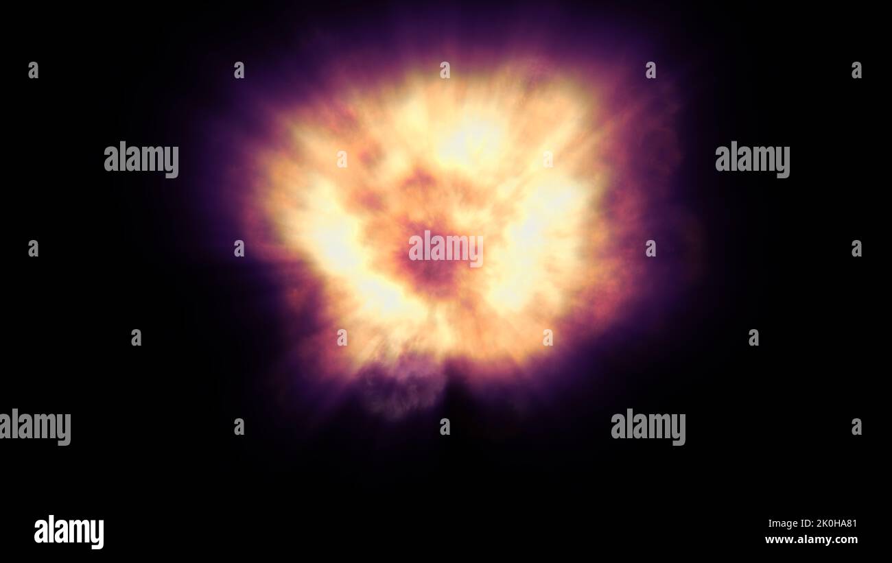 fire flame ball explosion in space, abstract illustration Stock Photo ...