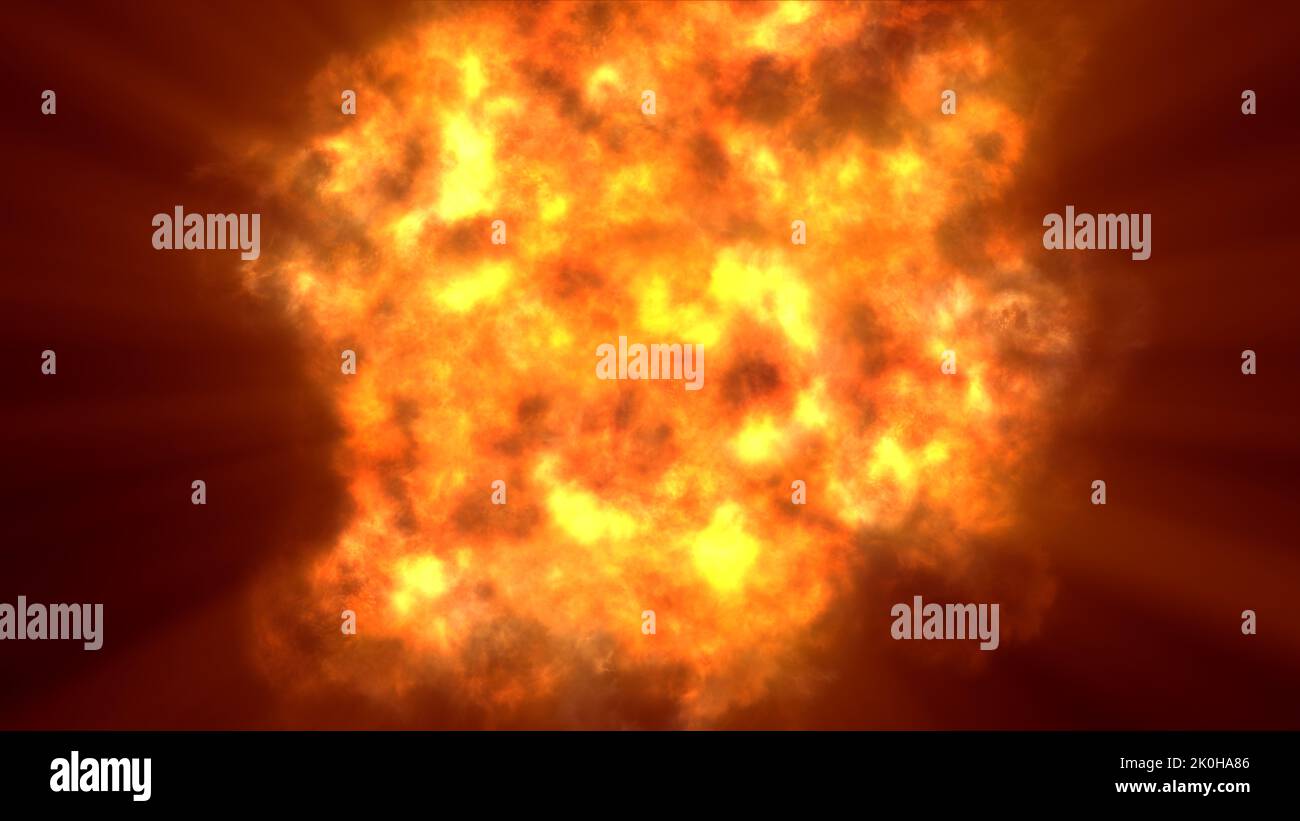 fire flame ball explosion in space, abstract illustration Stock Photo ...