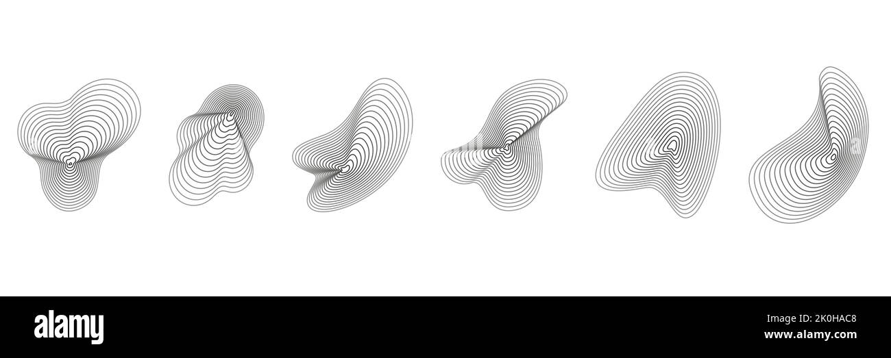 Abstract topography circles. Organic texture shapes. Vector outline ...
