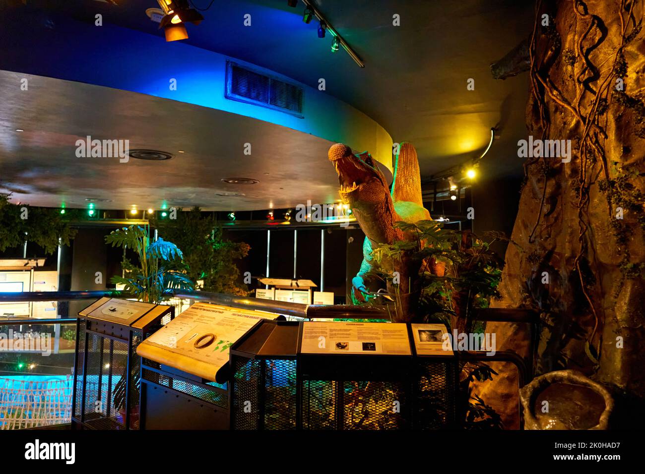 Interior museum of jurassic park with robotic dinosaurs. Kuala Lumpur ...