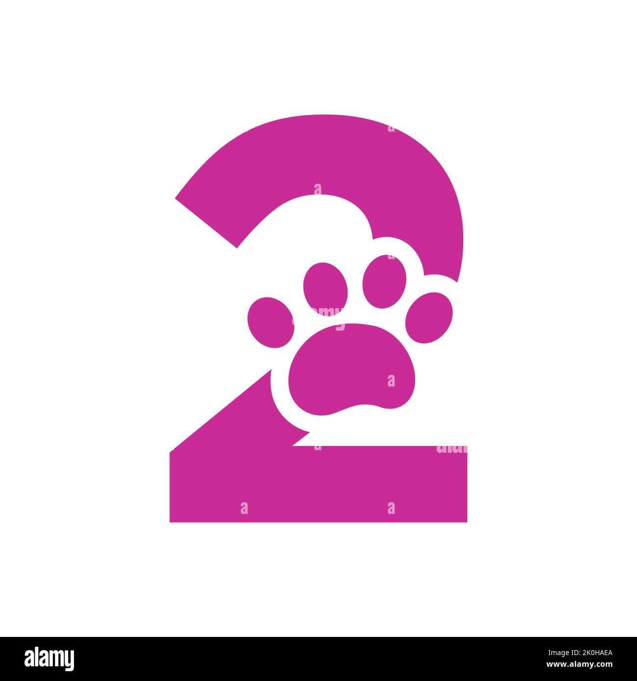 Letter 2 Pet Care Logo, Dog Logo Design Vector Sign and Symbol Template ...