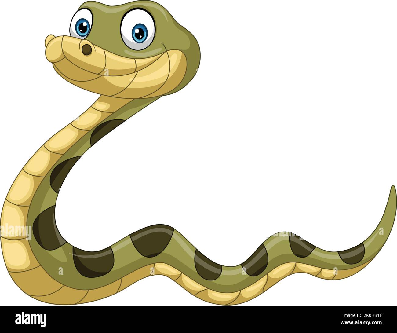 Cute green snake cartoon on white background Stock Vector Image & Art ...