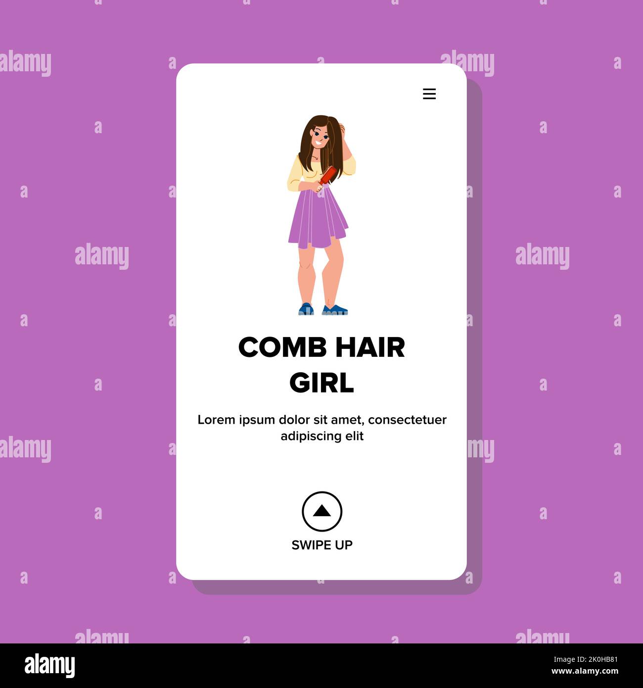 comb hair girl vector Stock Vector Image & Art - Alamy