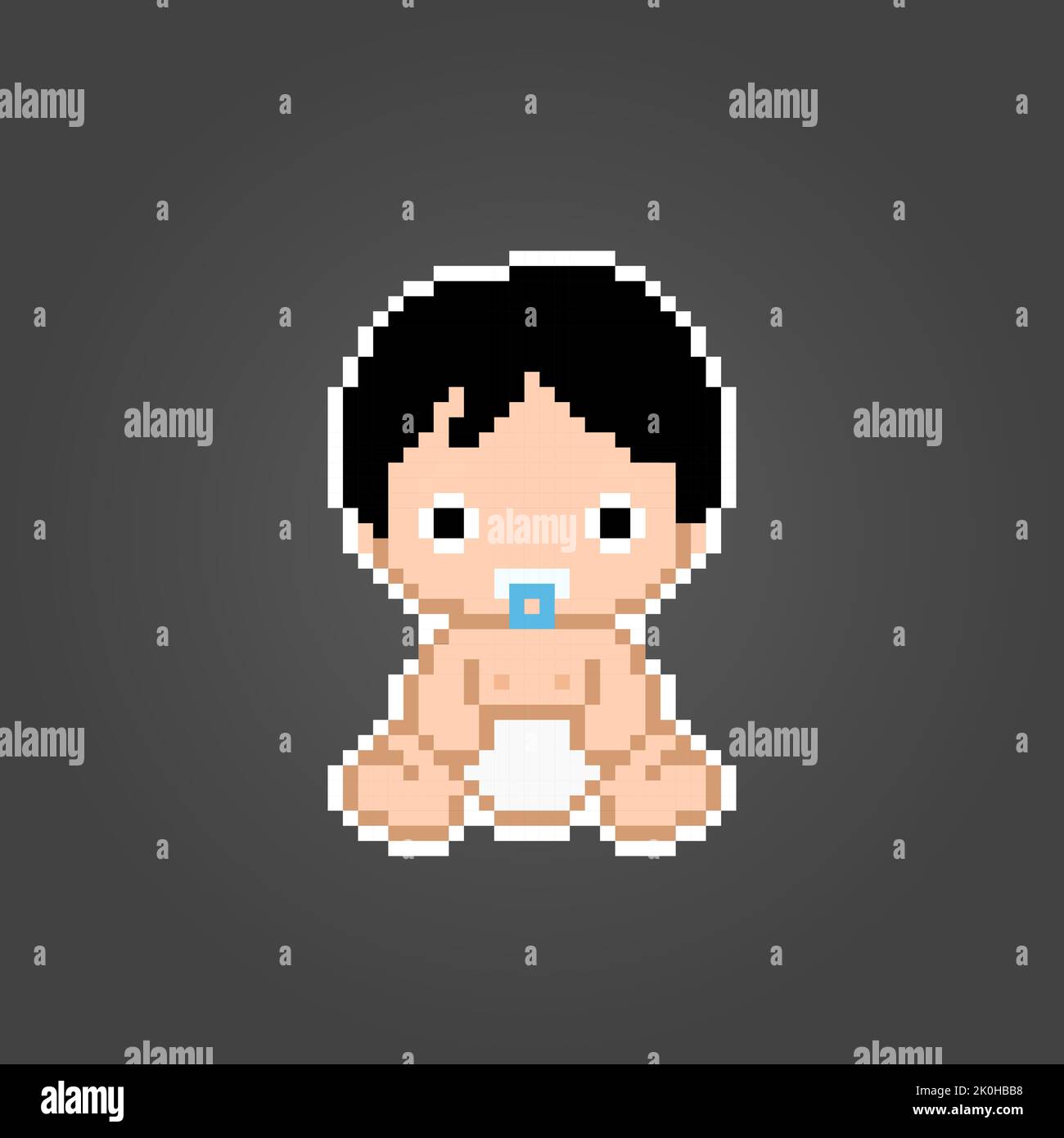 Pixel baby boy is sitting. Cute baby vector illustration Stock Vector ...