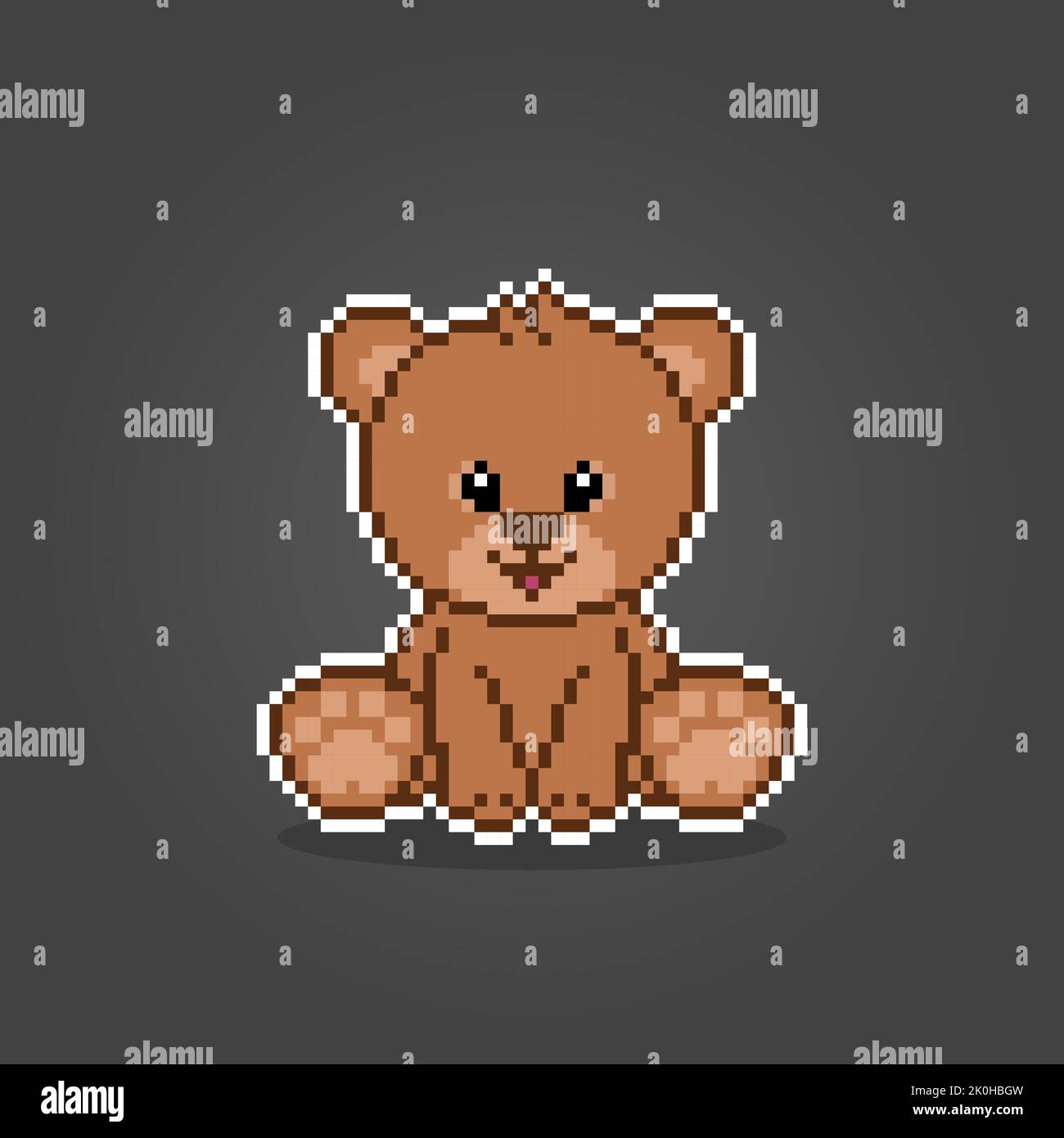 Pixel 8 bit brown bear sitting. Animal game assets in vector illustration Stock Vector Image ...