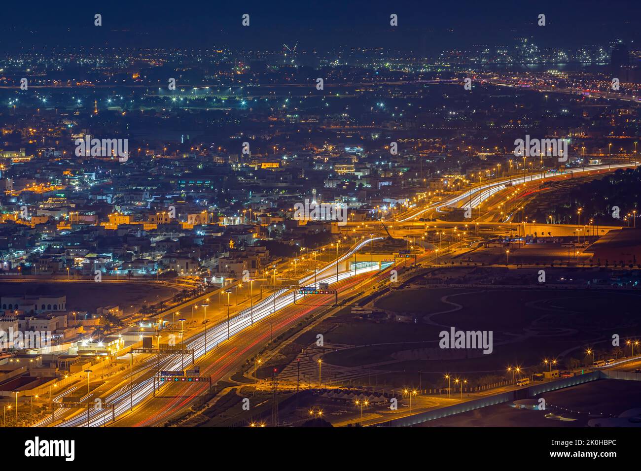 Bird eye Aerial View of Doha City after sunset Stock Photo - Alamy