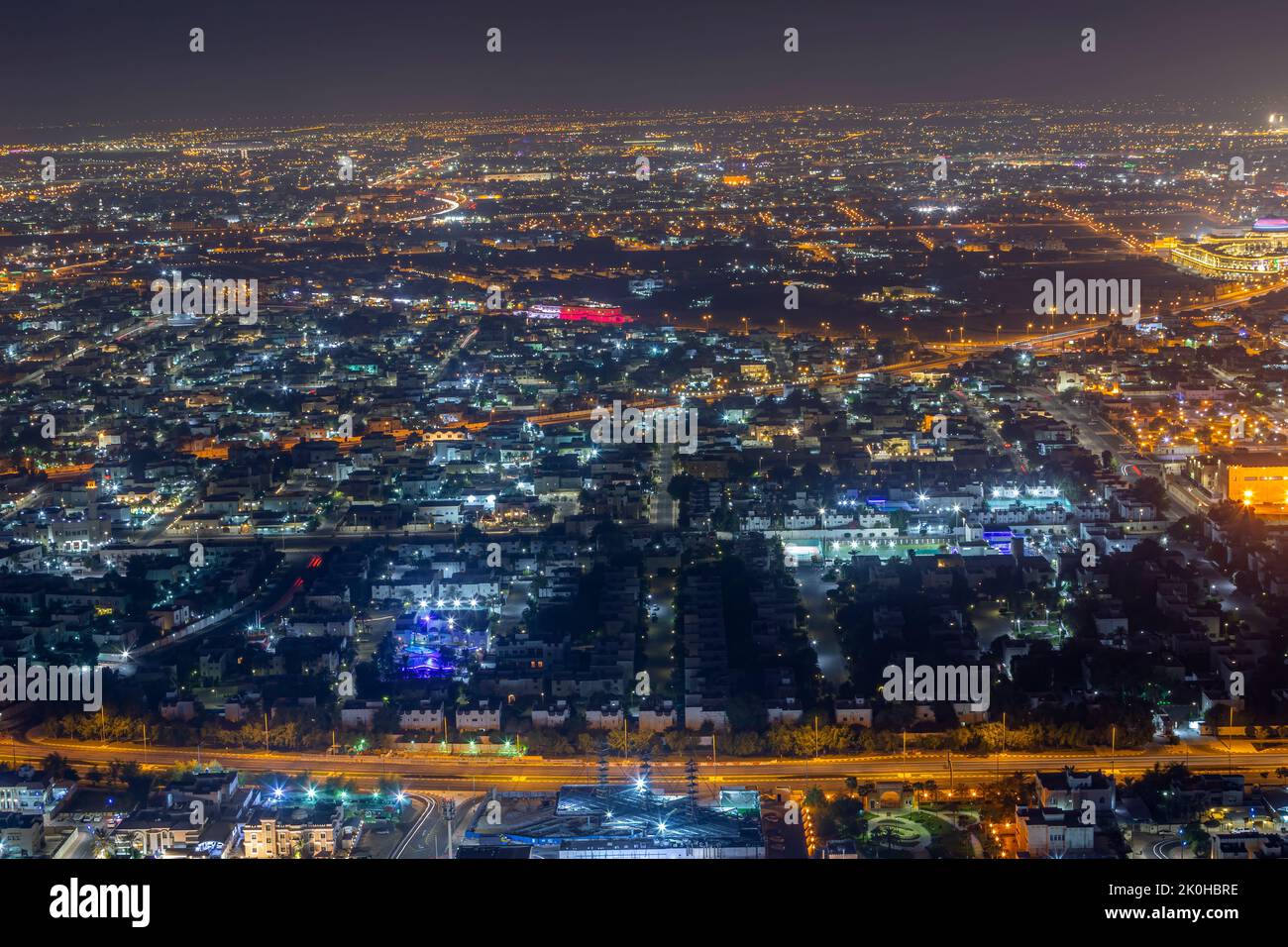 Bird eye Aerial View of Doha City after sunset Stock Photo - Alamy