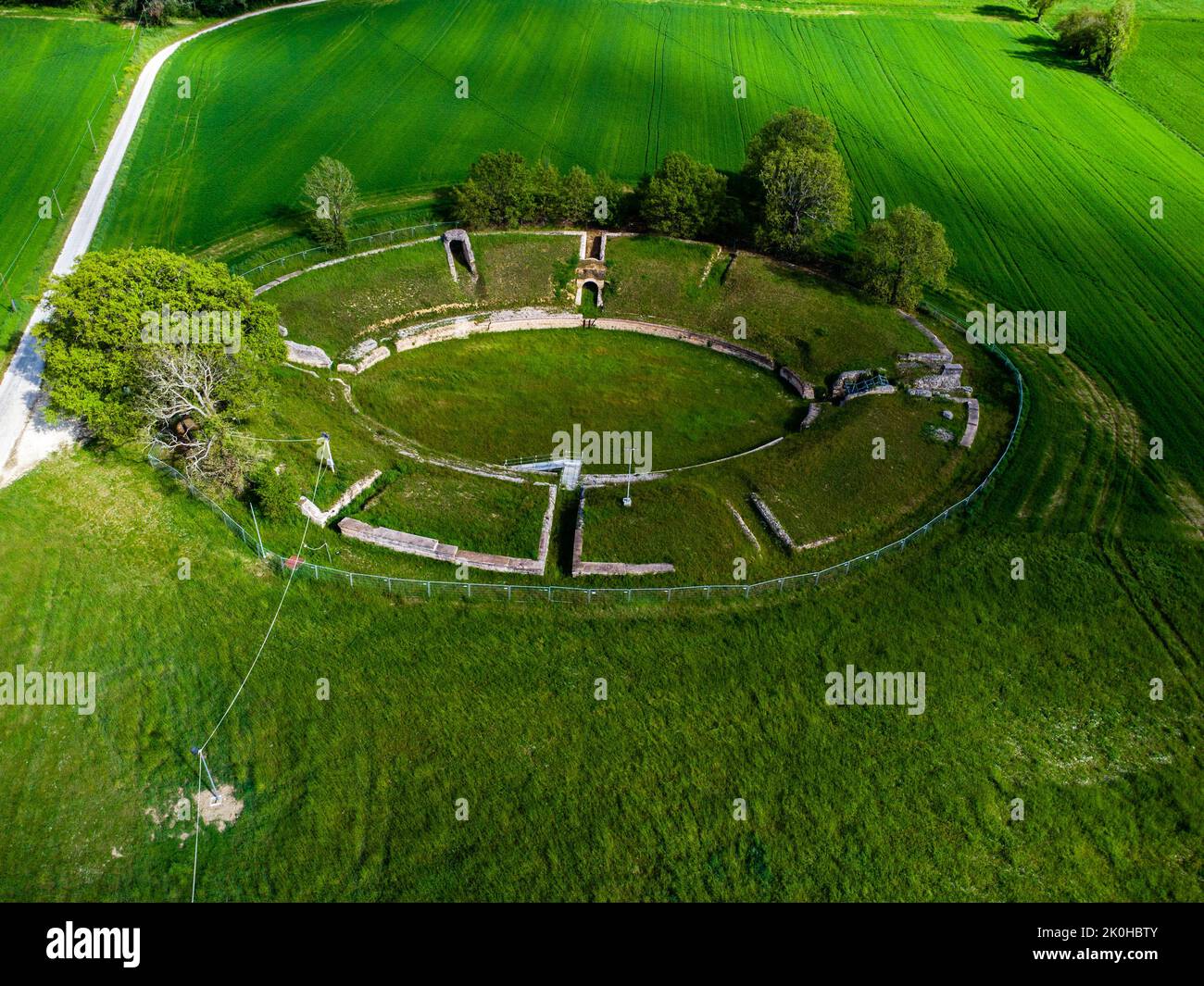 The Roman amphitheater of Suasa, ruins in the Archaeological Park ...