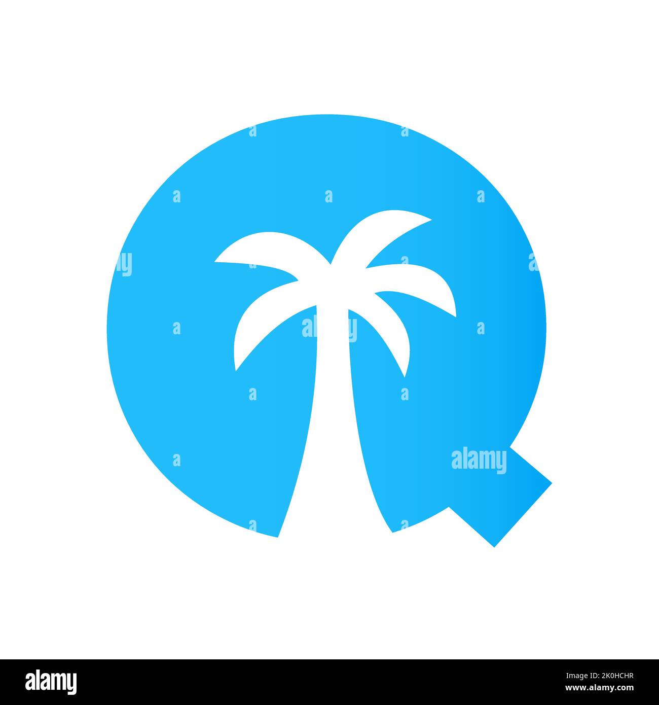 Letter Q Palm Tree Logo Design Concept For Travel Beach Landscape Icon ...