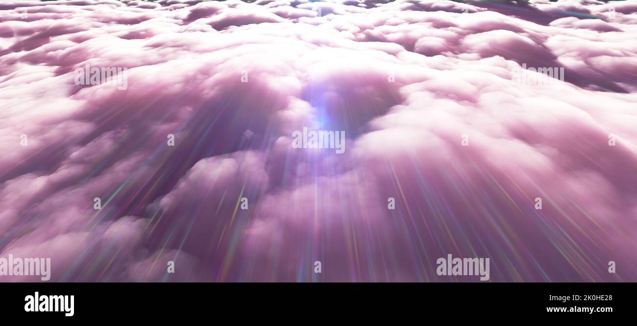 above clouds sun ray 3d render illustration Stock Photo - Alamy
