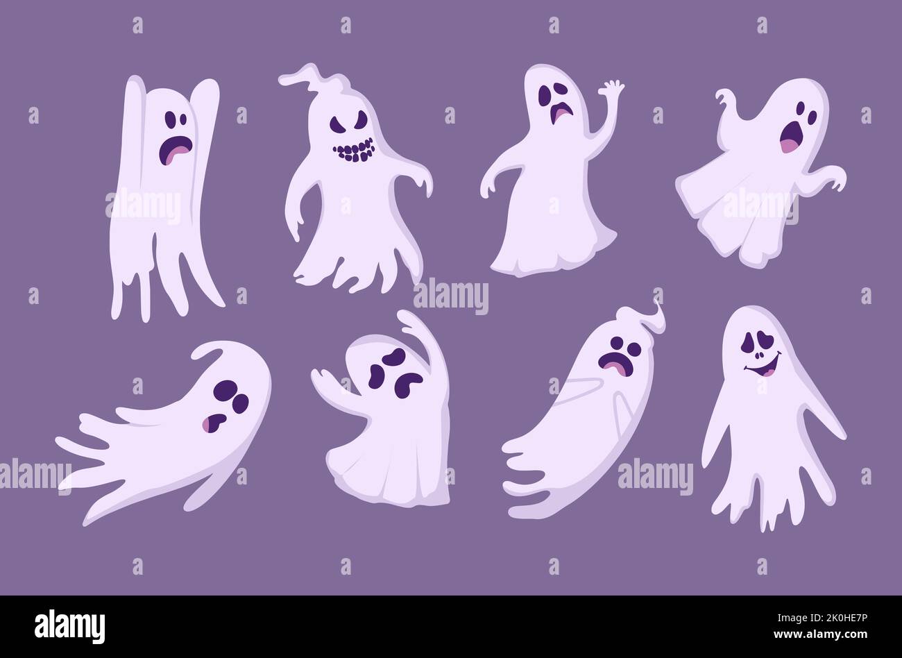 collection of vector illustration halloween ghosts pack Stock Vector ...