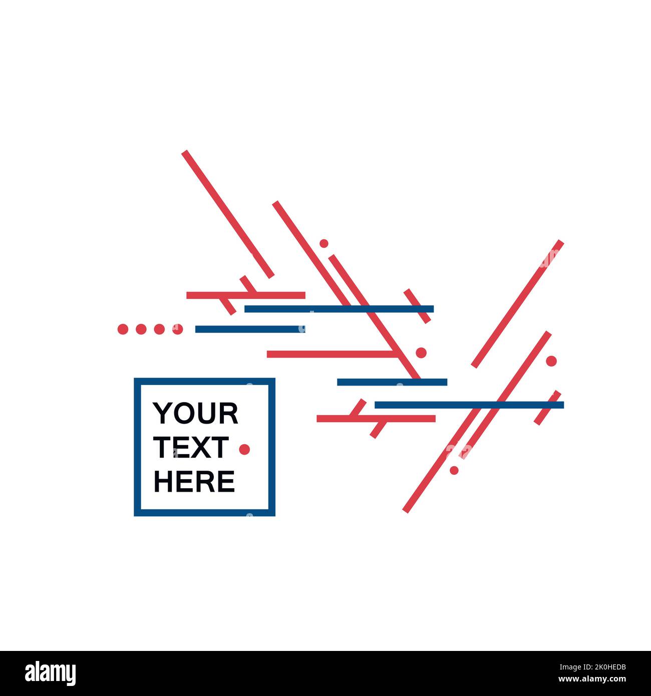 Vector poster design with red and blue lines and shapes. Abstract geometric illustration. Art ...