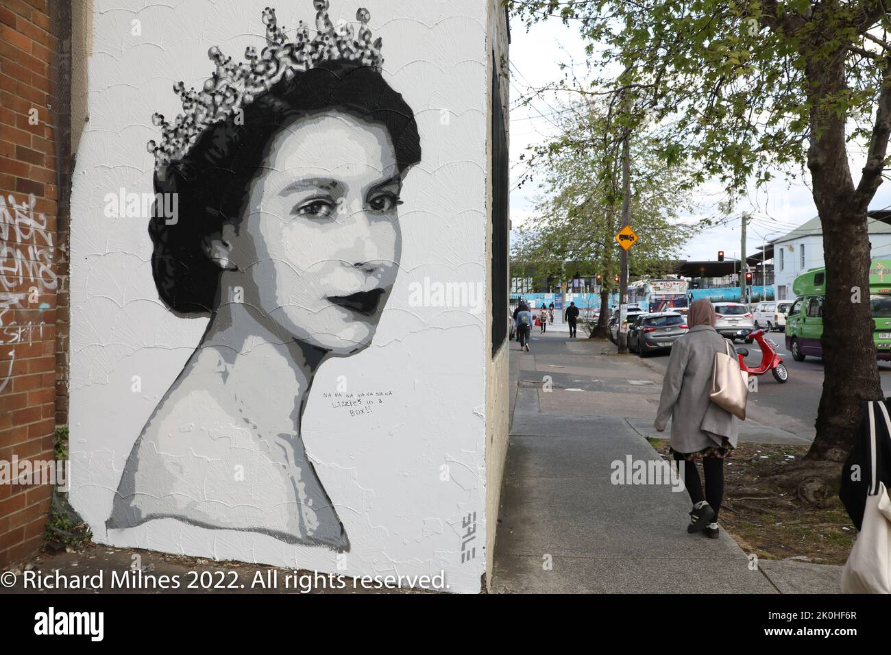 Sydney, Australia. 12th September 2022. A mural to the Queen by artist ...