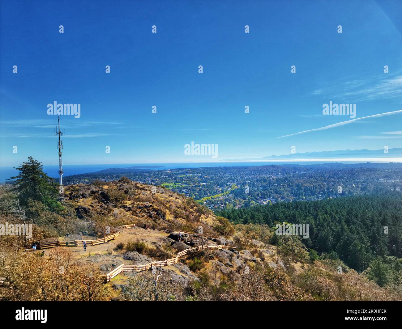 A panoramic view of a beautiful city seen from the top of a hill Stock ...