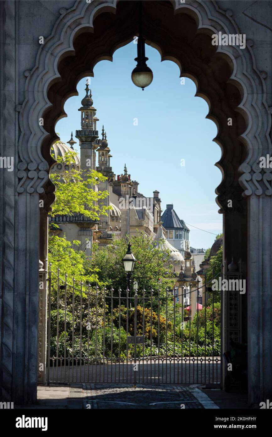 A vertical inside view through the North Gate at the Royal Pavilion in ...