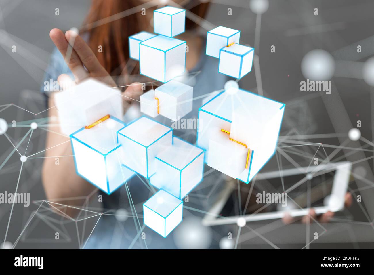 A 3D concept of a woman explaining human resource management Stock ...