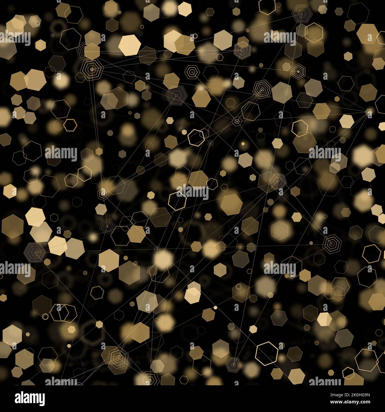 Illustration of an abstract light dots and blurred Hexagon backdrop ...