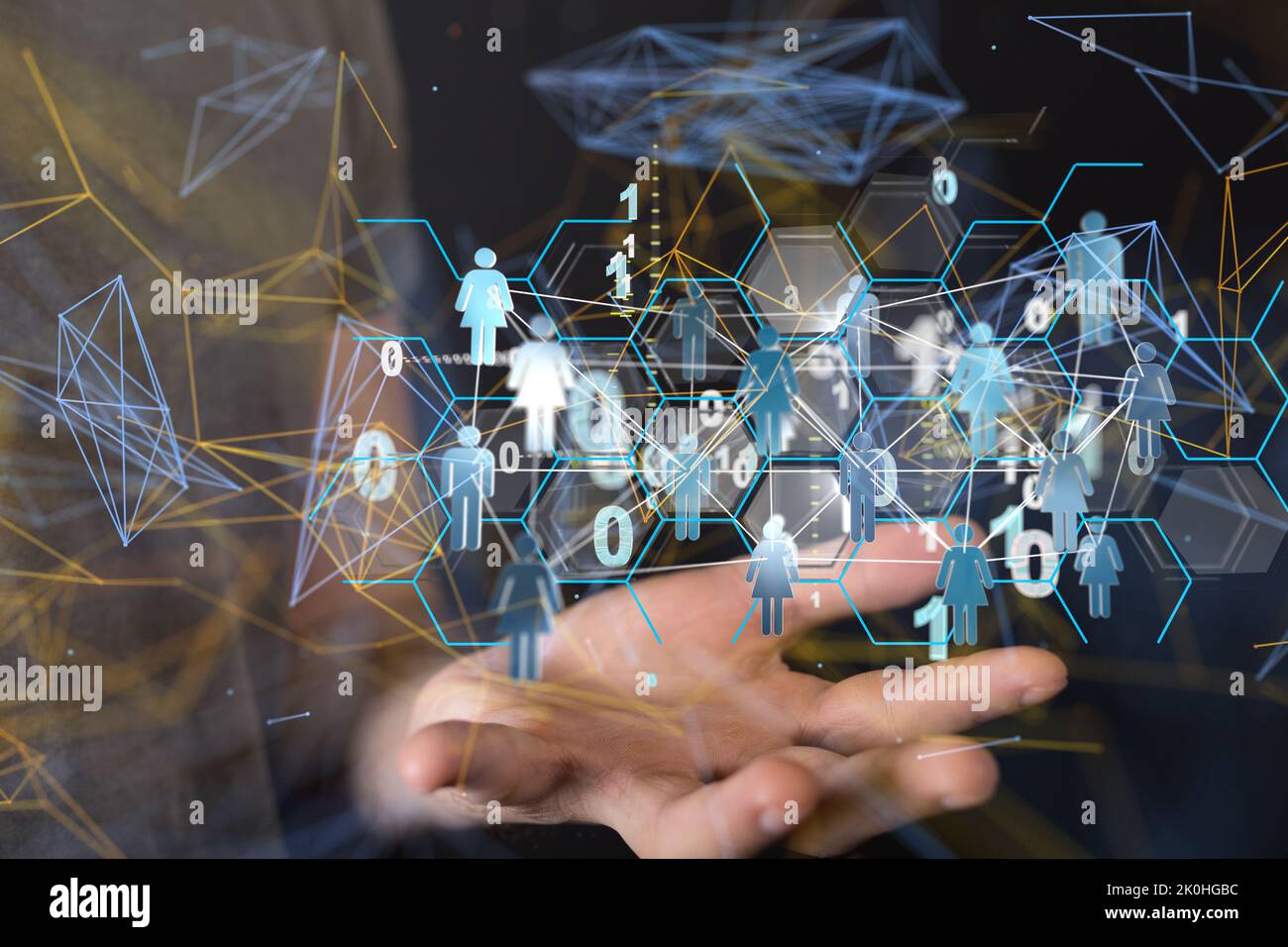 A 3D rendering of digital human icons - digital business communication ...