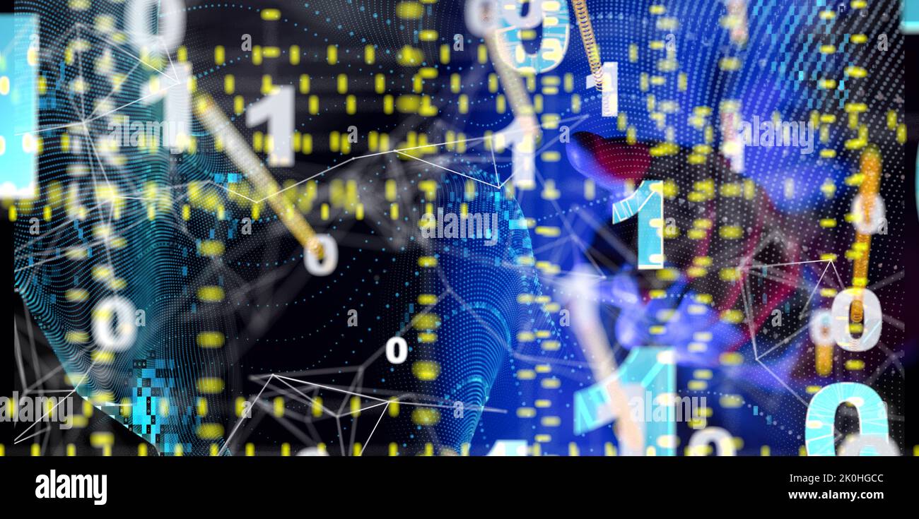 A finger tapping on a screen with illustrative cyber numbers Stock Photo - Alamy