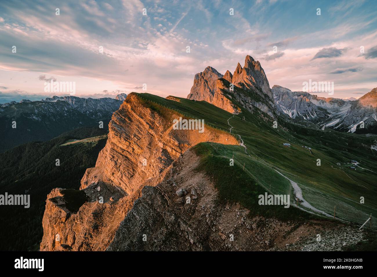 Amazing views of the Dolomites mountain landscape. Sunset view from ...