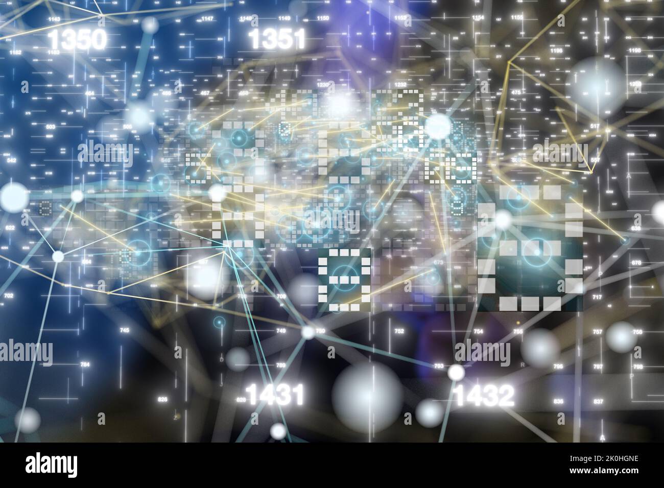 The neural network and codes illustration - digital data concept Stock ...