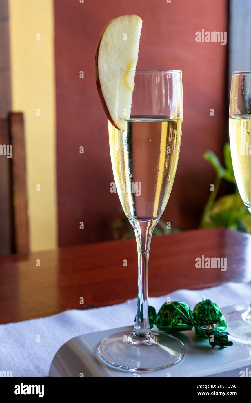 A vertical closeup of a champagne cocktail drink Stock Photo - Alamy