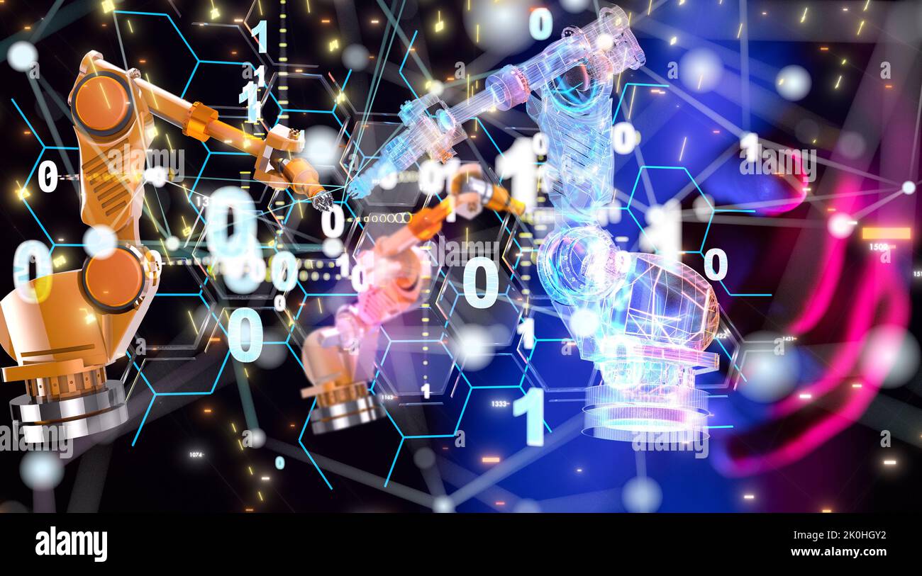 A 3d illustration of neural networks, big data, and cybersecurity Stock ...