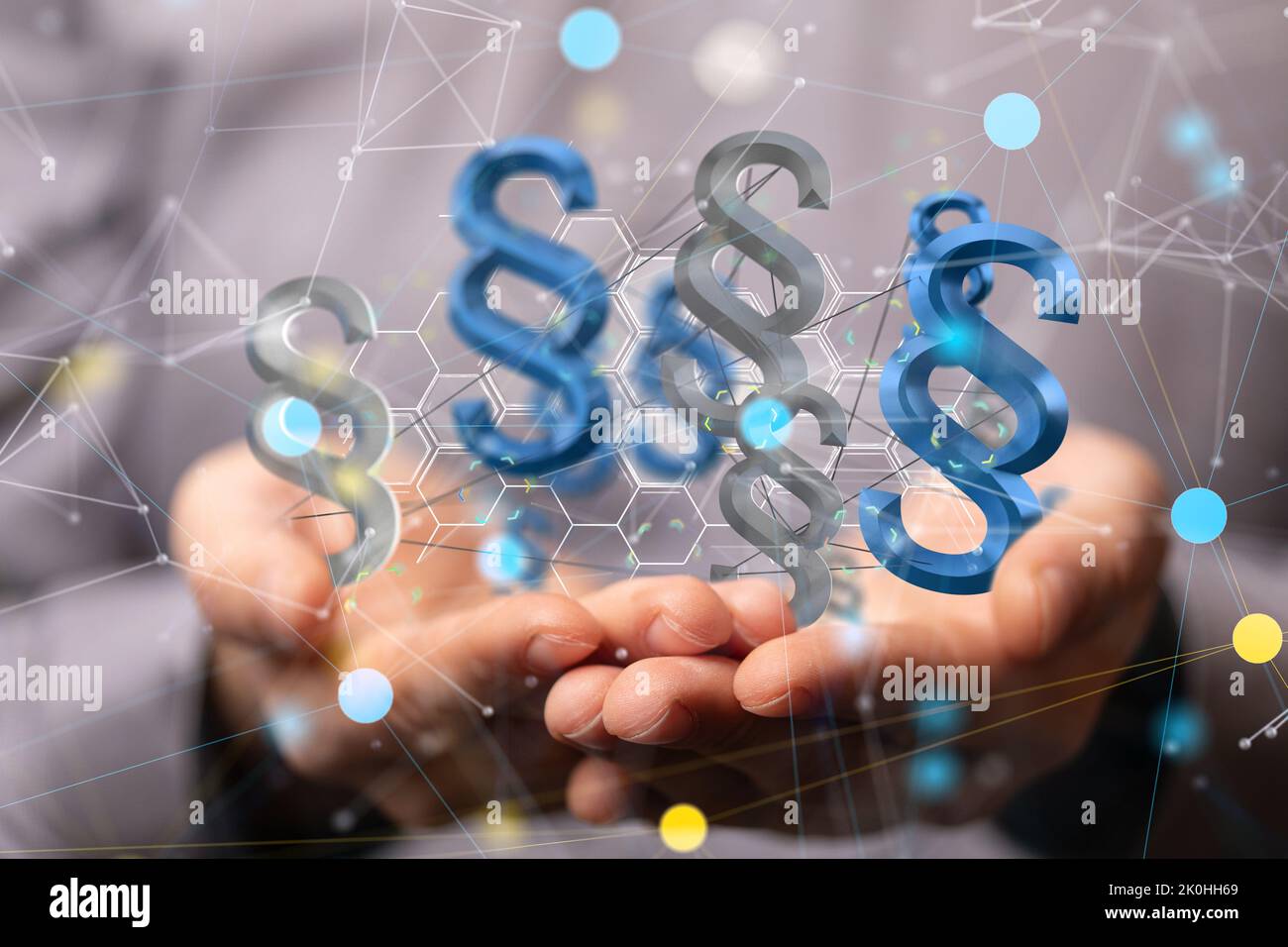 The 3d rendered paragraph symbols hovering over the male hands Stock ...