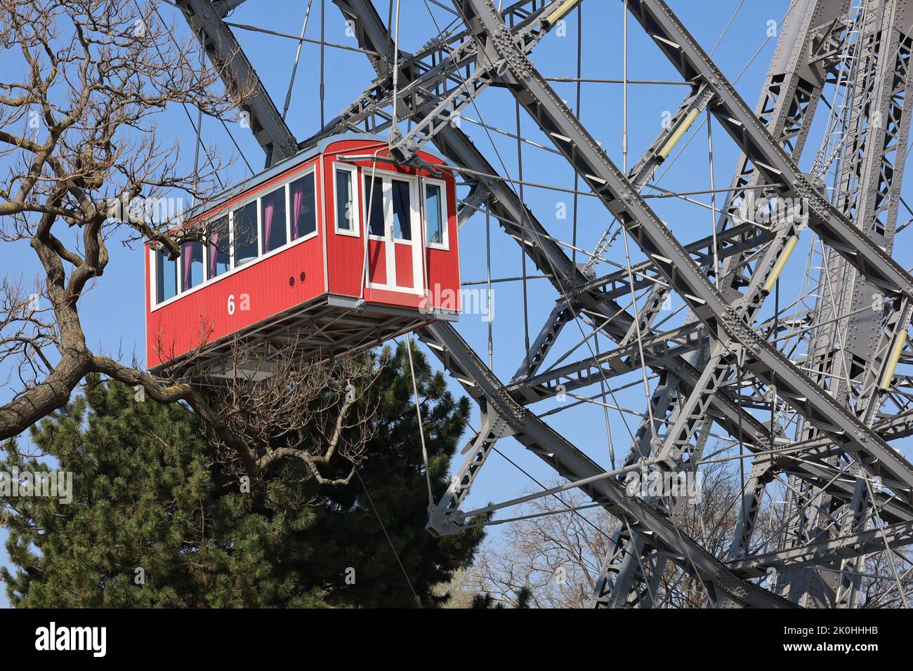 A Riesenrad in the Vienna Prater under a clear blue sky Stock Photo - Alamy