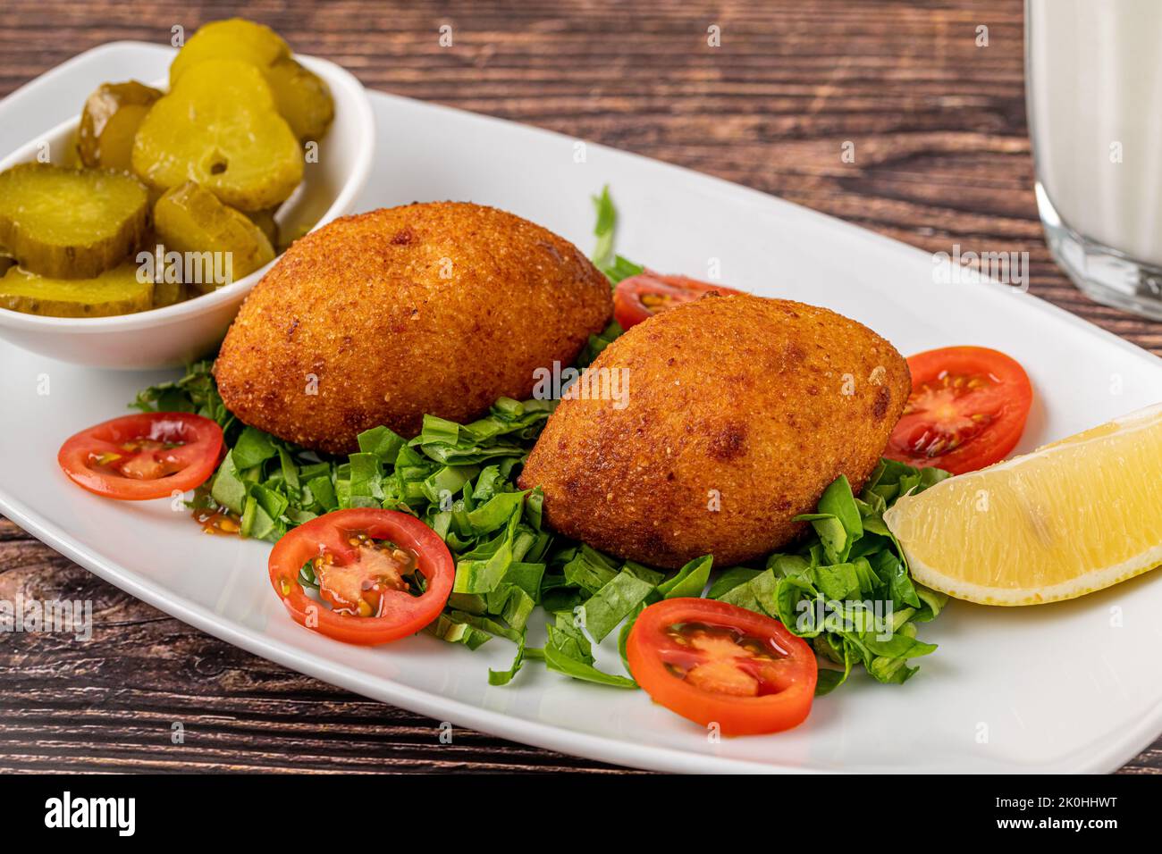 Lebanese Kibbeh, Stuffed Meatballs Food, Falafel, icli Kofte Stock ...