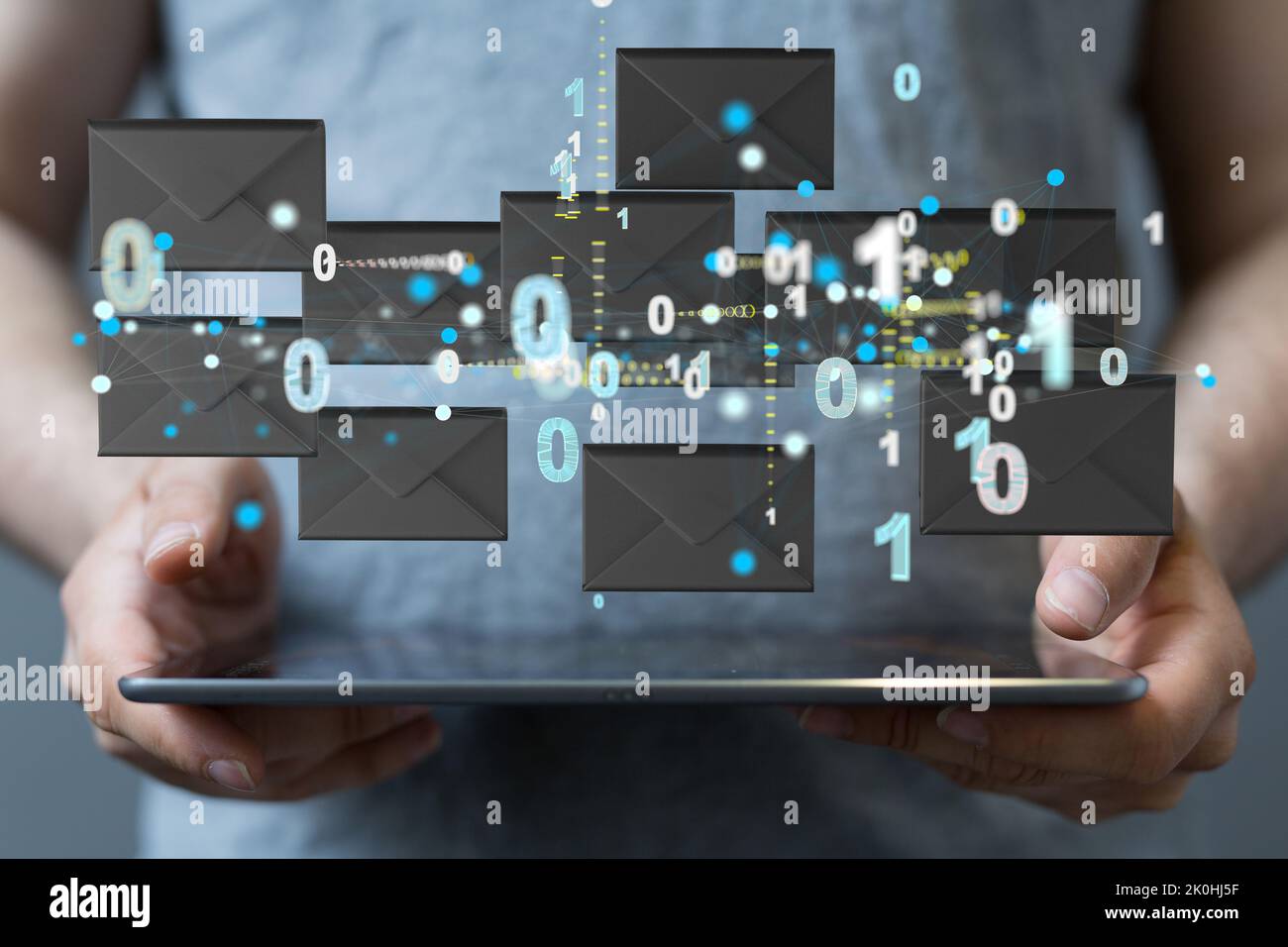 Digital icons floating out envelope hi-res stock photography and images - Alamy