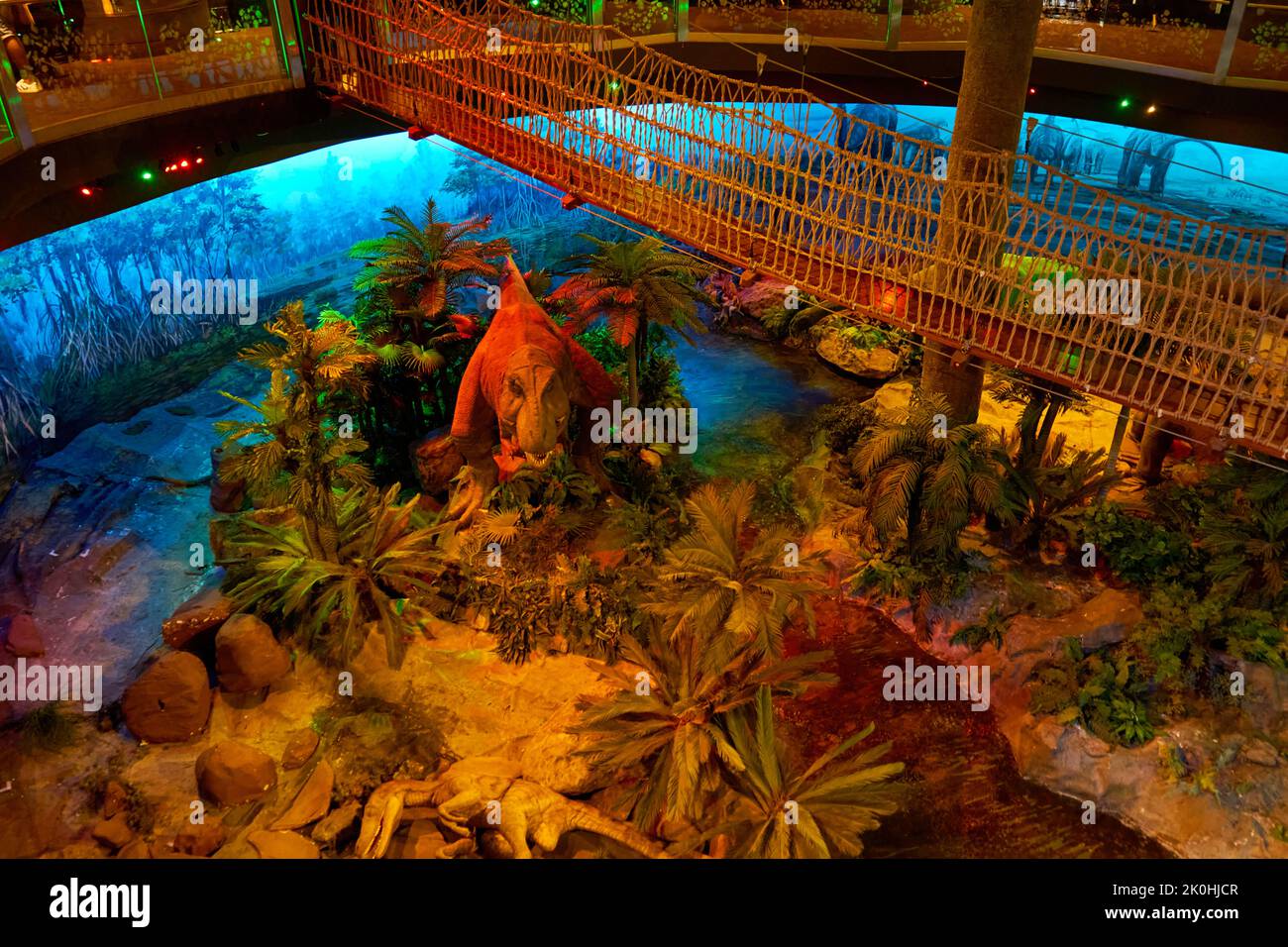 Interior museum of jurassic park with robotic dinosaurs. Kuala Lumpur ...