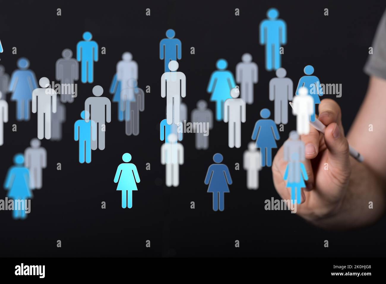 Blue icons of people linked together Stock Photo - Alamy