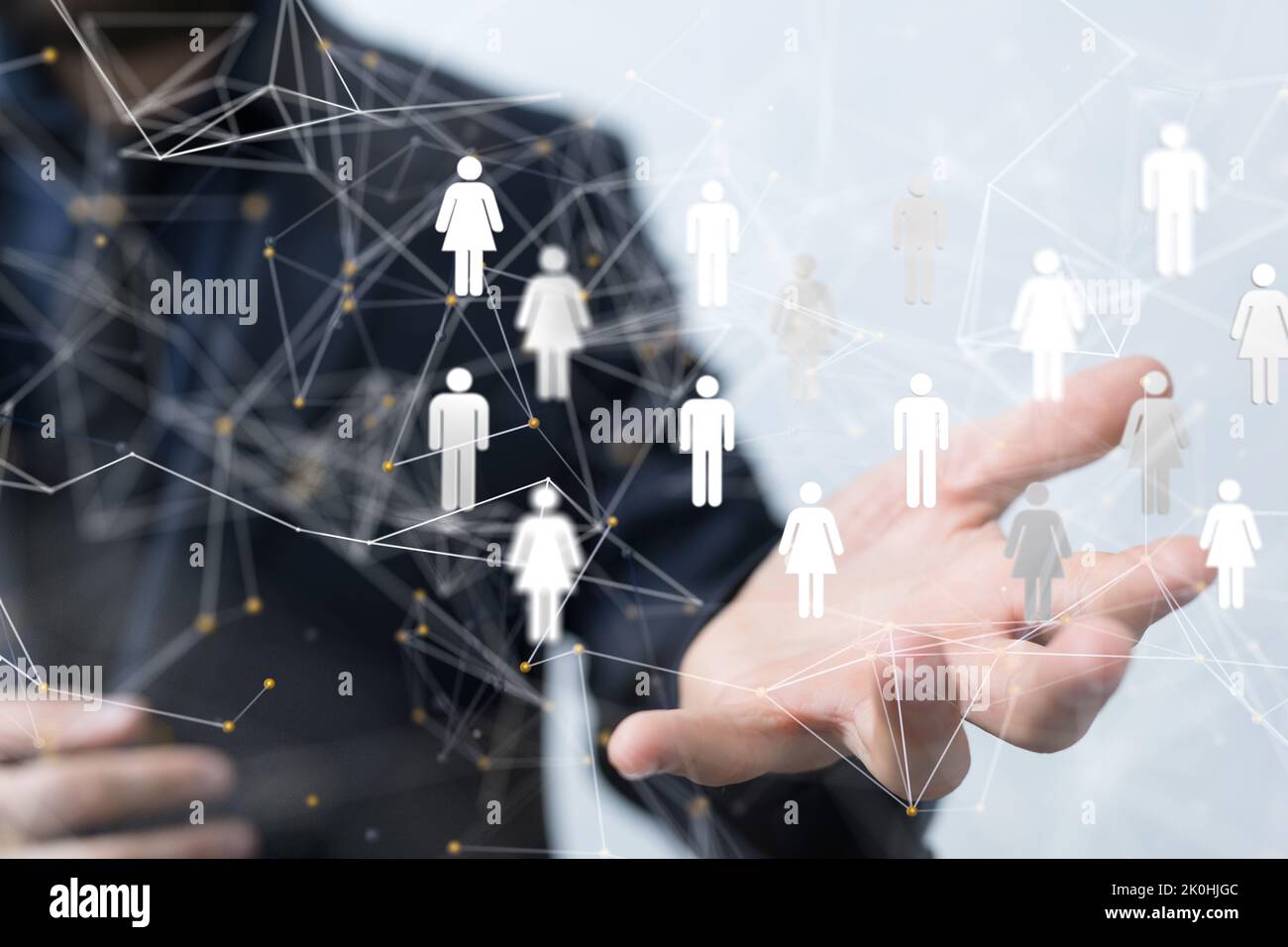 A 3D render of team communication and social network connection symbols ...