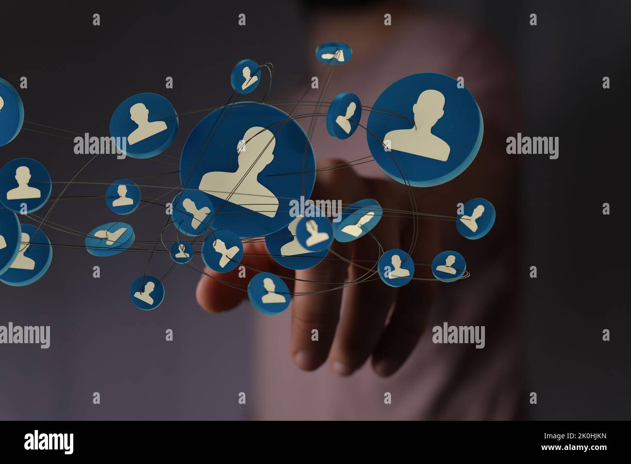 Blue icons of people linked together Stock Photo - Alamy