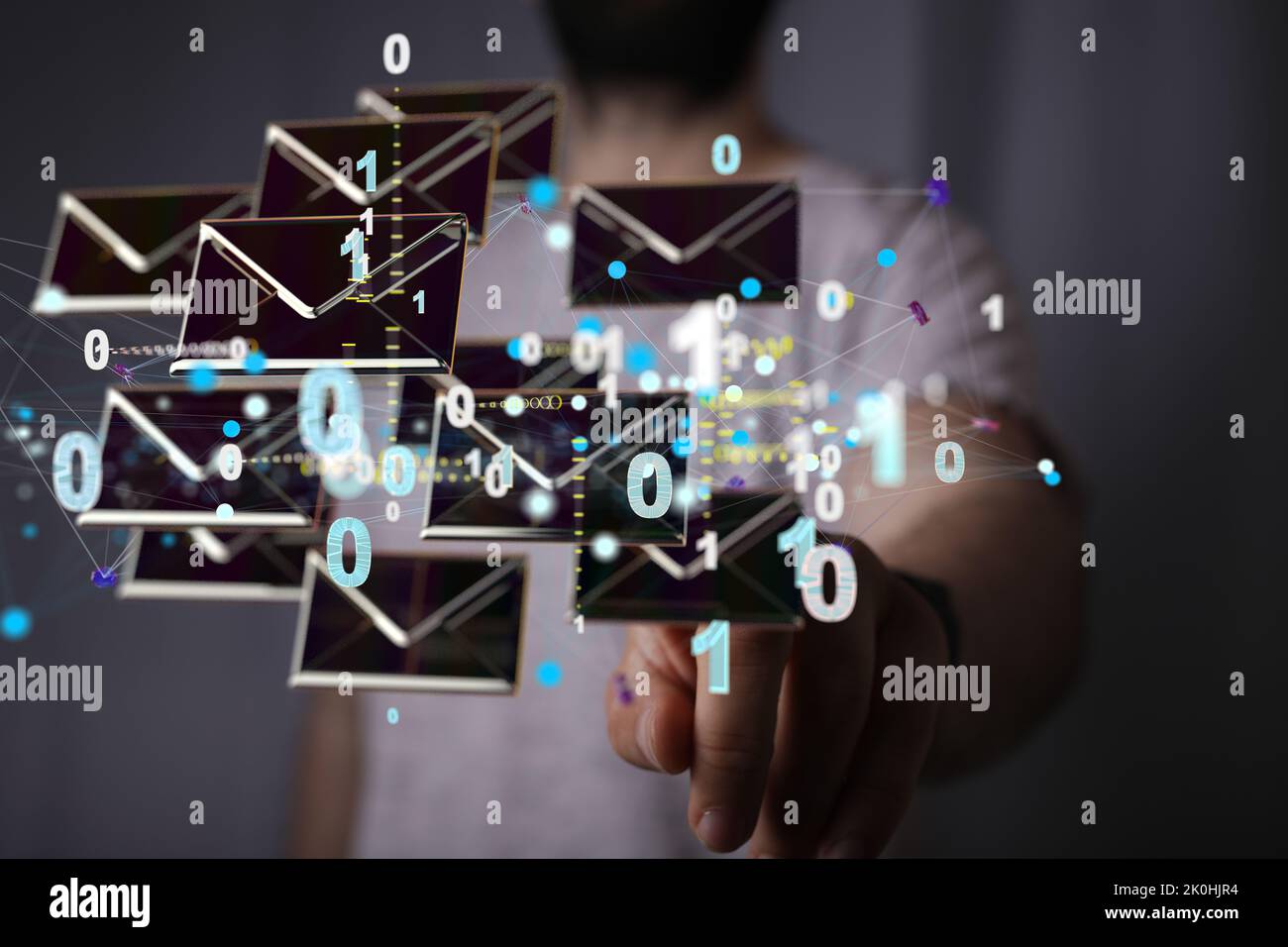 A holographic diagram of emails and data Stock Photo - Alamy