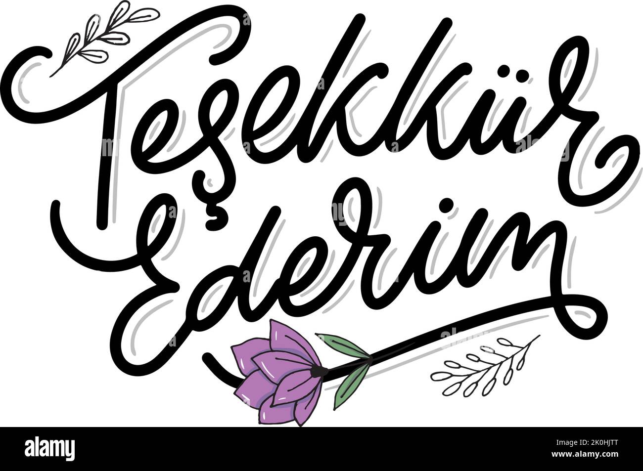 Text in the Turkish: Thank you. Lettering. Ink illustration. Modern ...