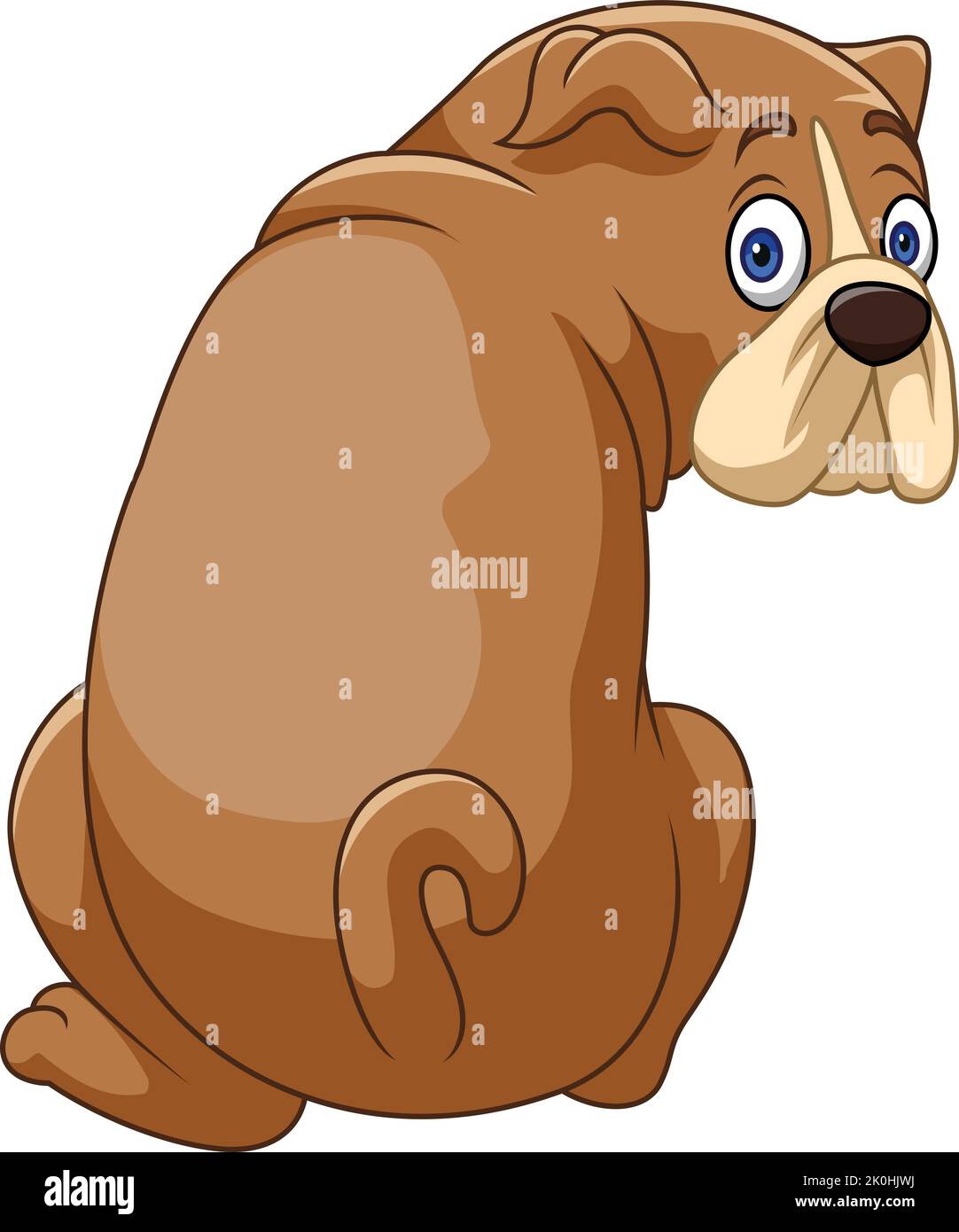 Cute bulldog cartoon sitting and looking back Stock Vector Image & Art ...