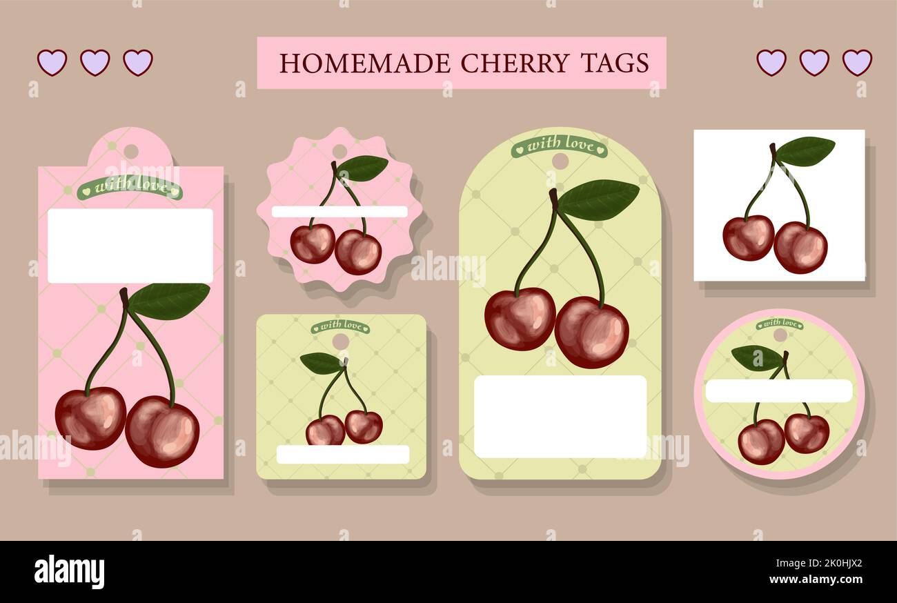 Label for homemade cherries. cherry jam canned packaging Stock Vector ...