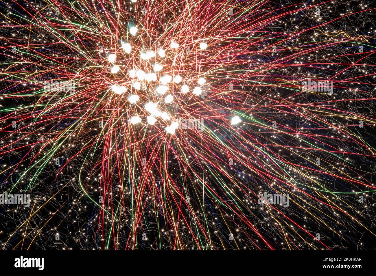 A Colorful glowing fireworks with long exposure Stock Photo - Alamy