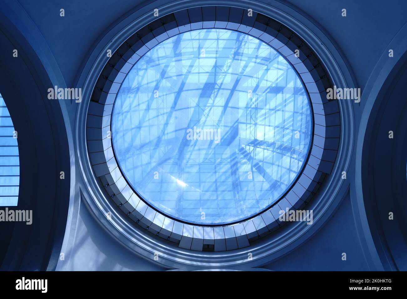 A low angle of a round glass ceiling Stock Photo - Alamy