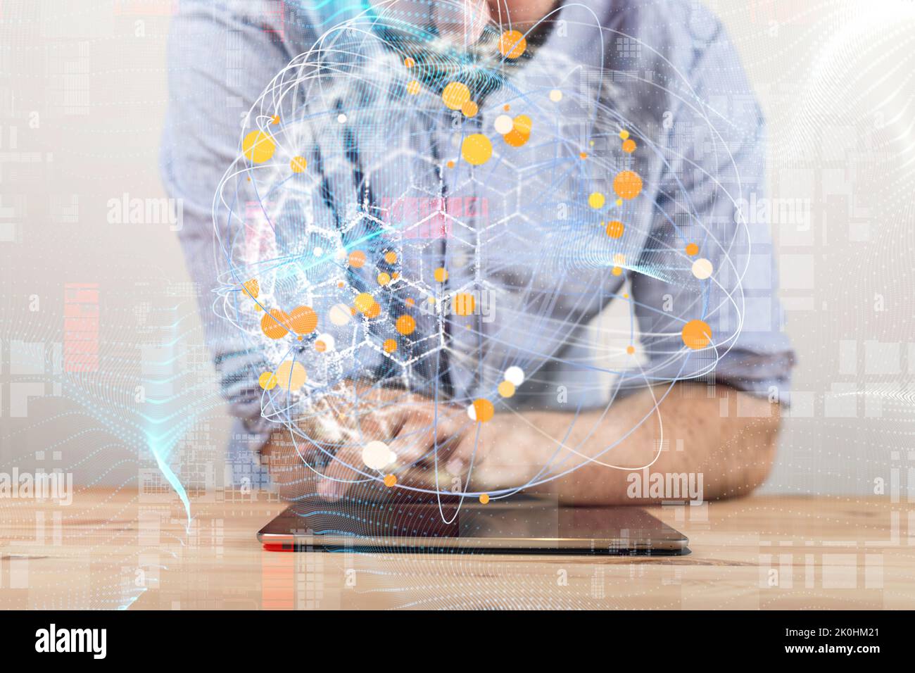 A 3D rendering of social network business with neural connections ...