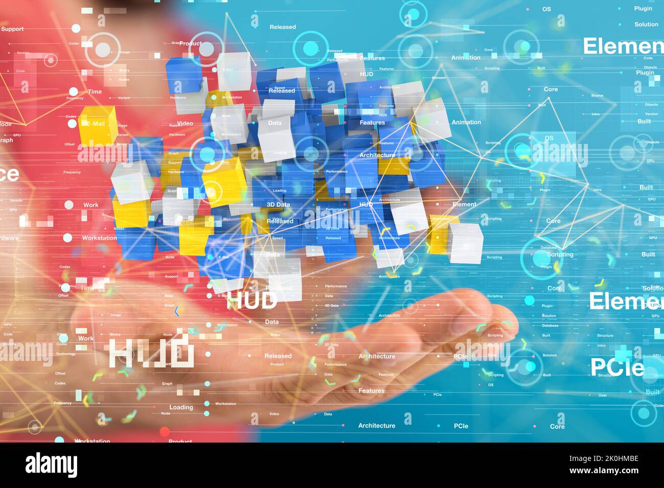A 3D rendering of social network business with neural connections ...