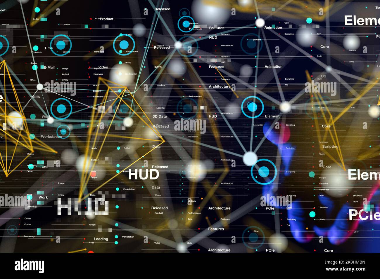 A 3D rendering of social network business with neural connections ...