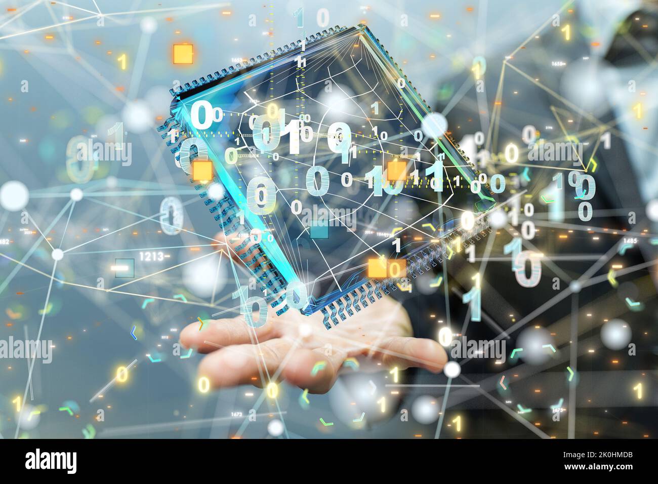 A 3D rendering of social network business with neural connections ...