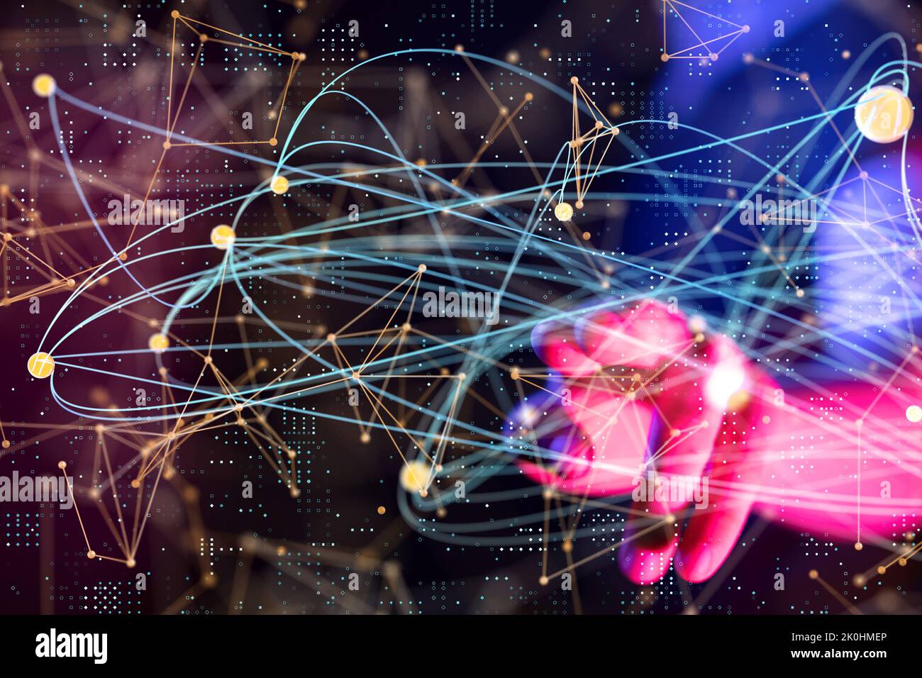 A 3D rendering of social network business with neural connections ...