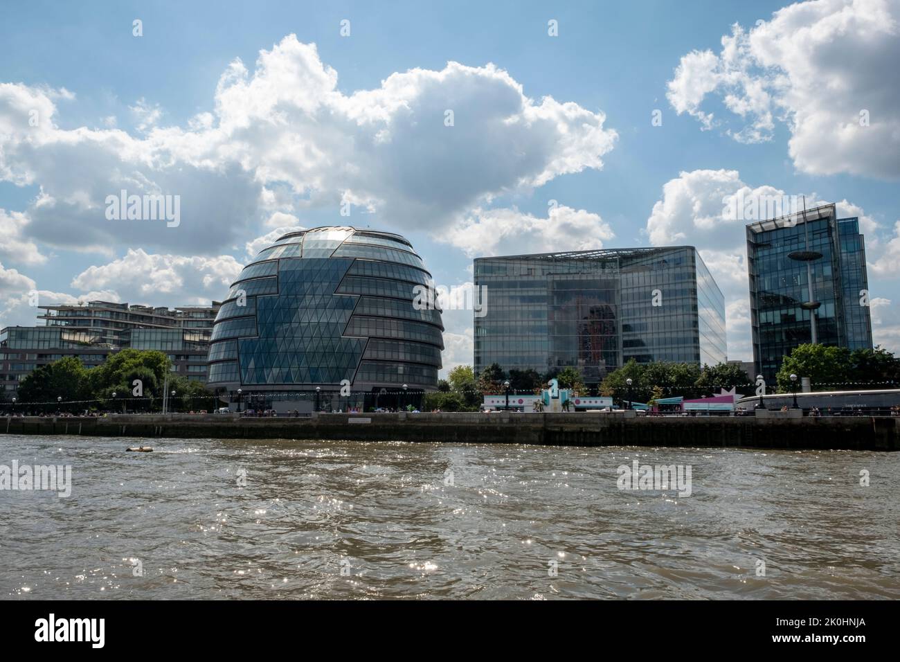 View of City Hall from the River Thames, South bank, London Stock Photo ...
