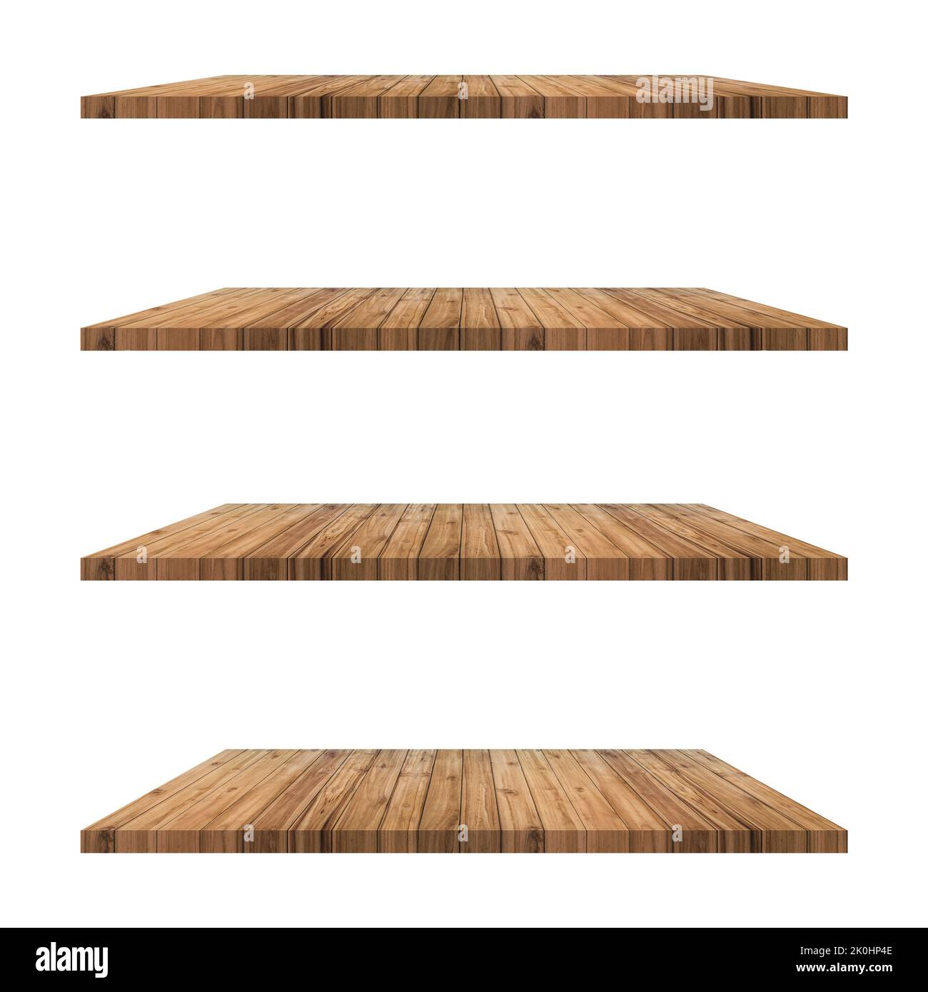 4 old wood shelves table isolated on white background and display ...