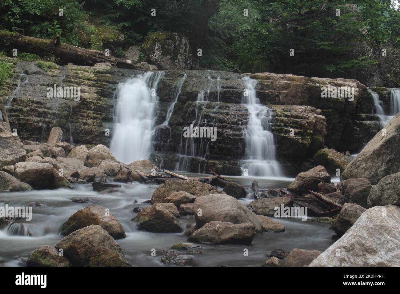 A beautiful display of water flowing down Lastiver caves in Ijevan ...