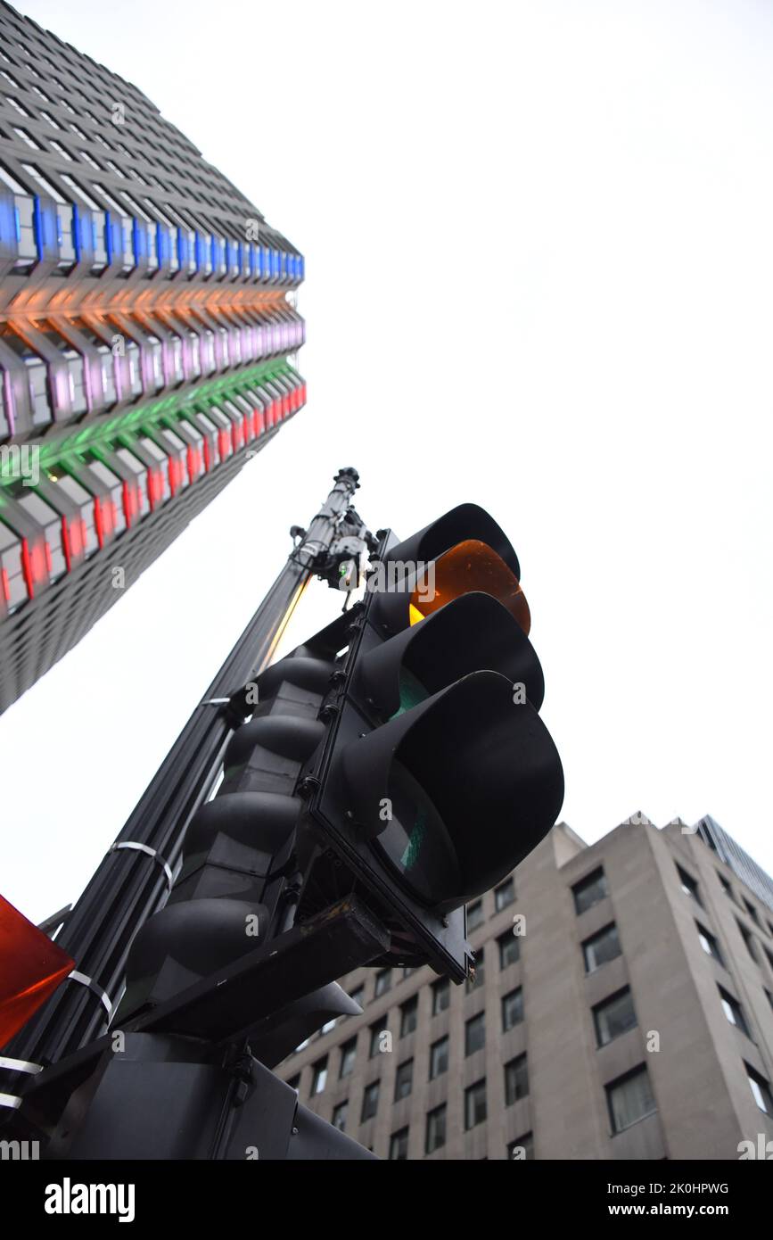 A vertical low-angle shot of a traffic light Stock Photo - Alamy